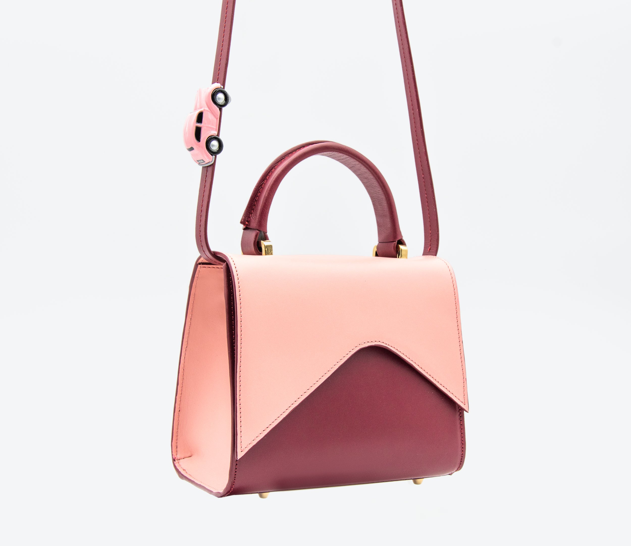 MOUNTAIN ROAD Pink and Burgundy small leather shoulder bag – ABSURDE