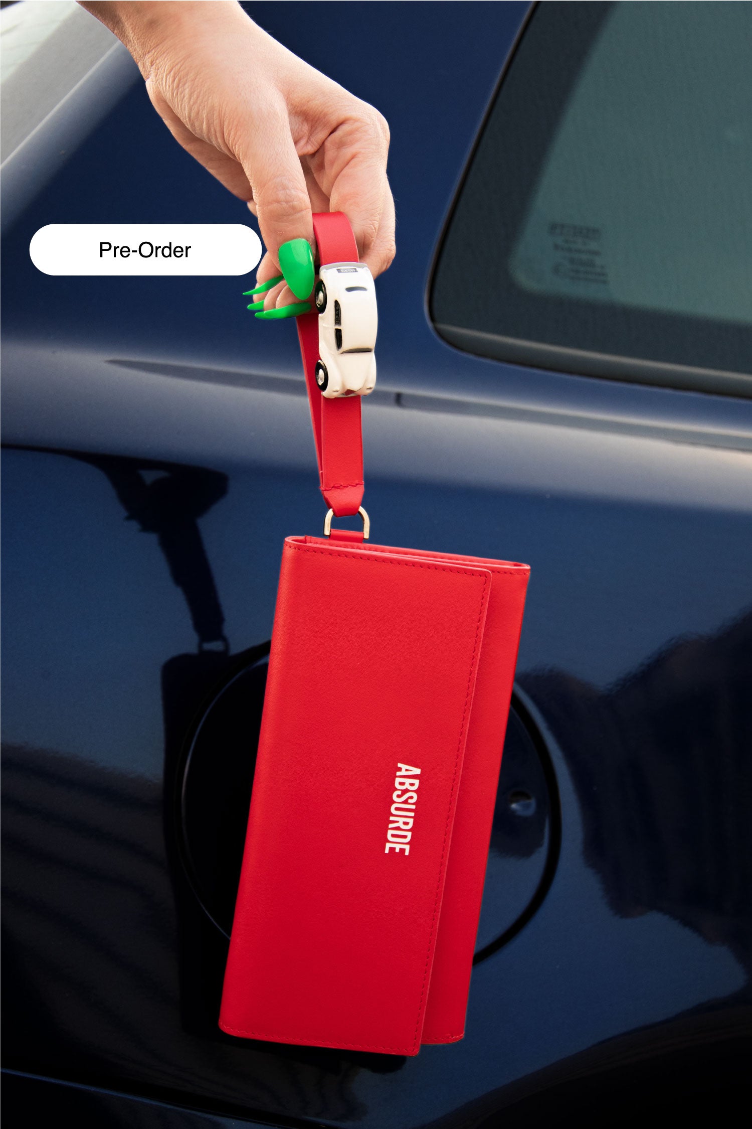 PARKING Red Leather bifold wallet with white car – ABSURDE