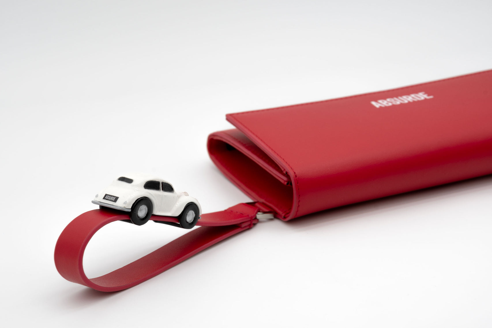 PARKING Red Leather bifold wallet with white car – ABSURDE